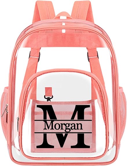 Amazon.com | Cooayyaooc Personalized Clear Backpack with Name Custom ...