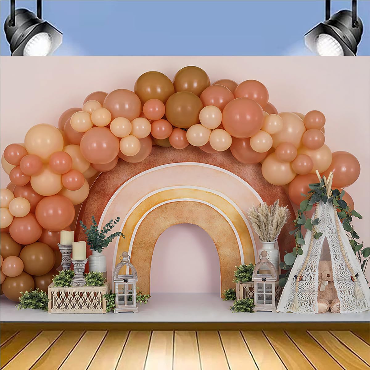 Amazon.com : Boho Rainbow Backdrop Pampas Grass Boho Rainbow Baby ...