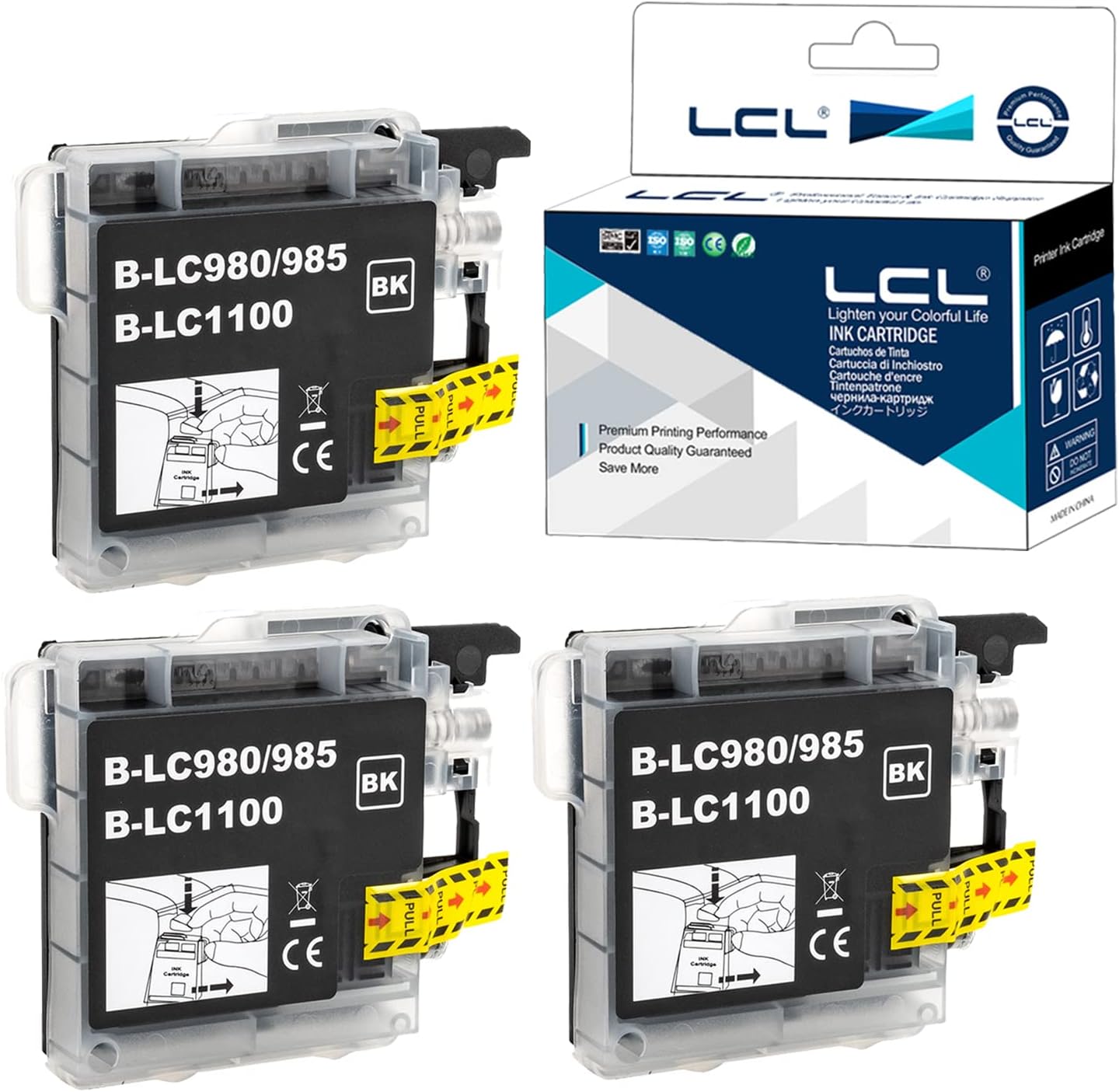 LCL LC985 Ink Cartridge Replacement for Brother LC985 LC985BK for MFC ...
