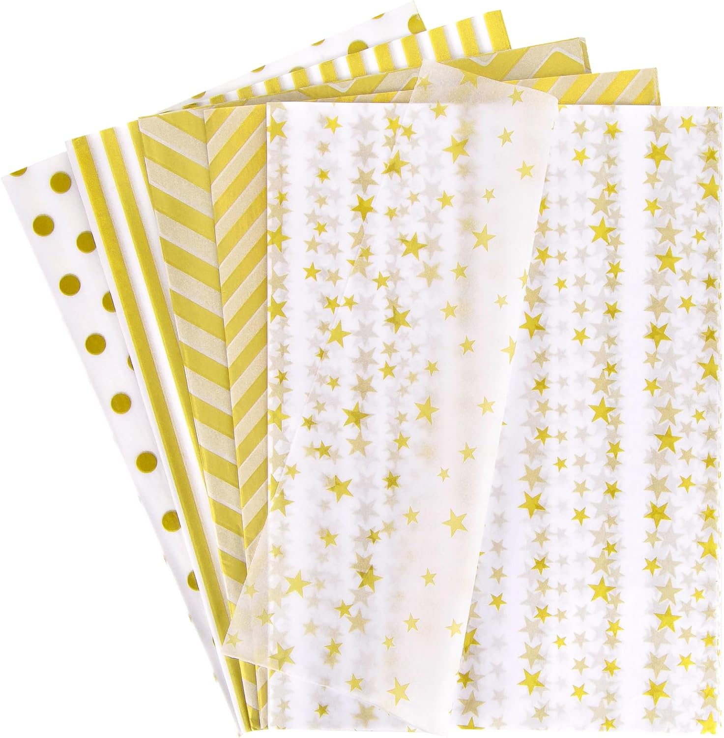 Amazon.com: Koogel 100 Sheets Tissue Paper, 20 x 14 Inch White Gold ...