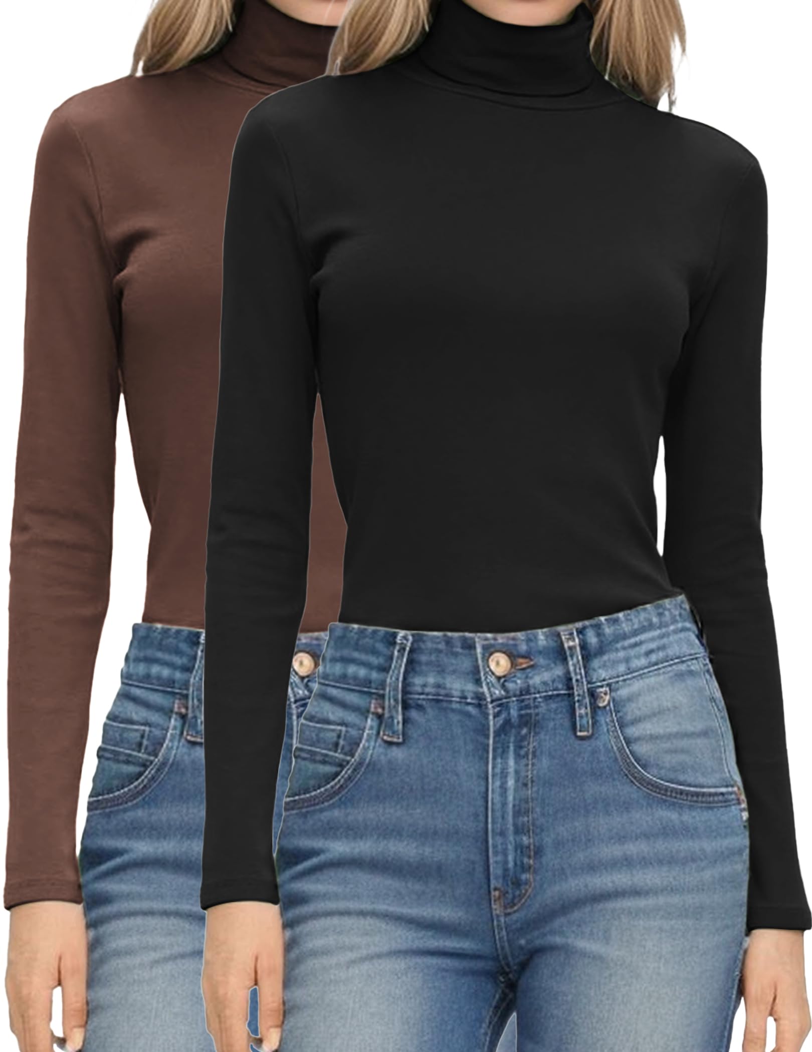 HOTOUCH Women's Turtleneck Long Sleeve Shirts Casual Basic T Shirts ...