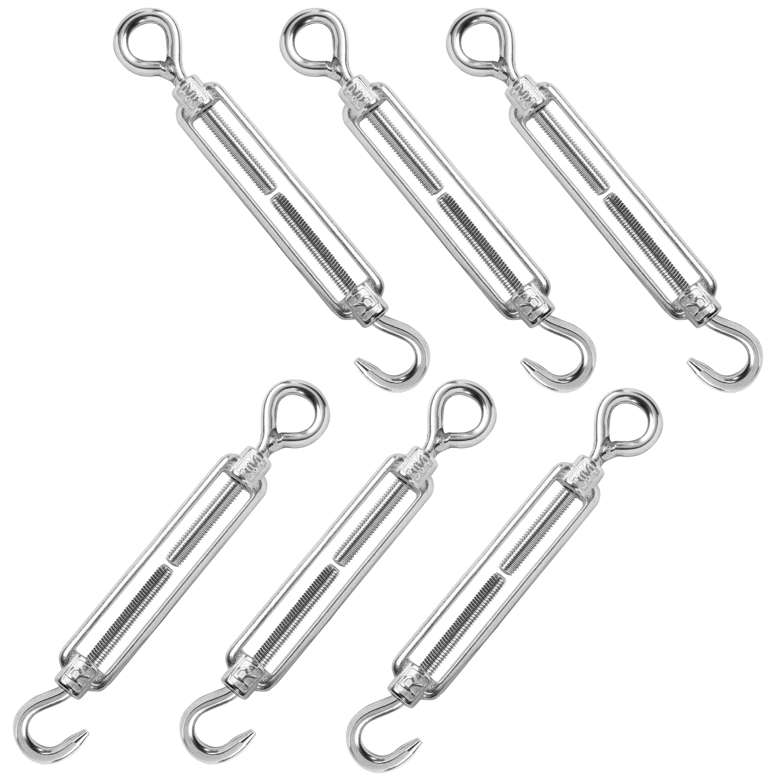 Snapklik.com : Seimneire 6 Pcs M6 Hook & Eye Turnbuckles 304 Stainless ...