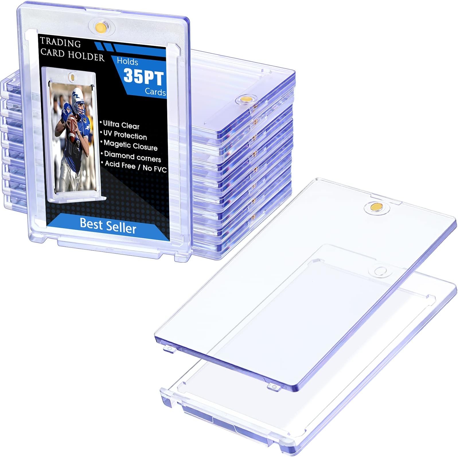 Amazon.com: 10 ct Magnetic Card Holders for Trading Cards, 35 pt Hard ...