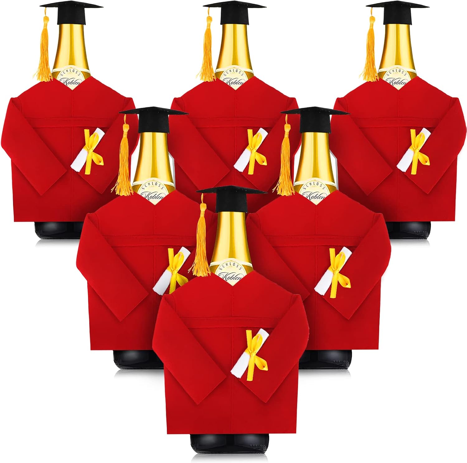 Amazon.com: OurWarm 6 Pcs Graduation Wine Coat Bottle Covers Sets, Felt ...