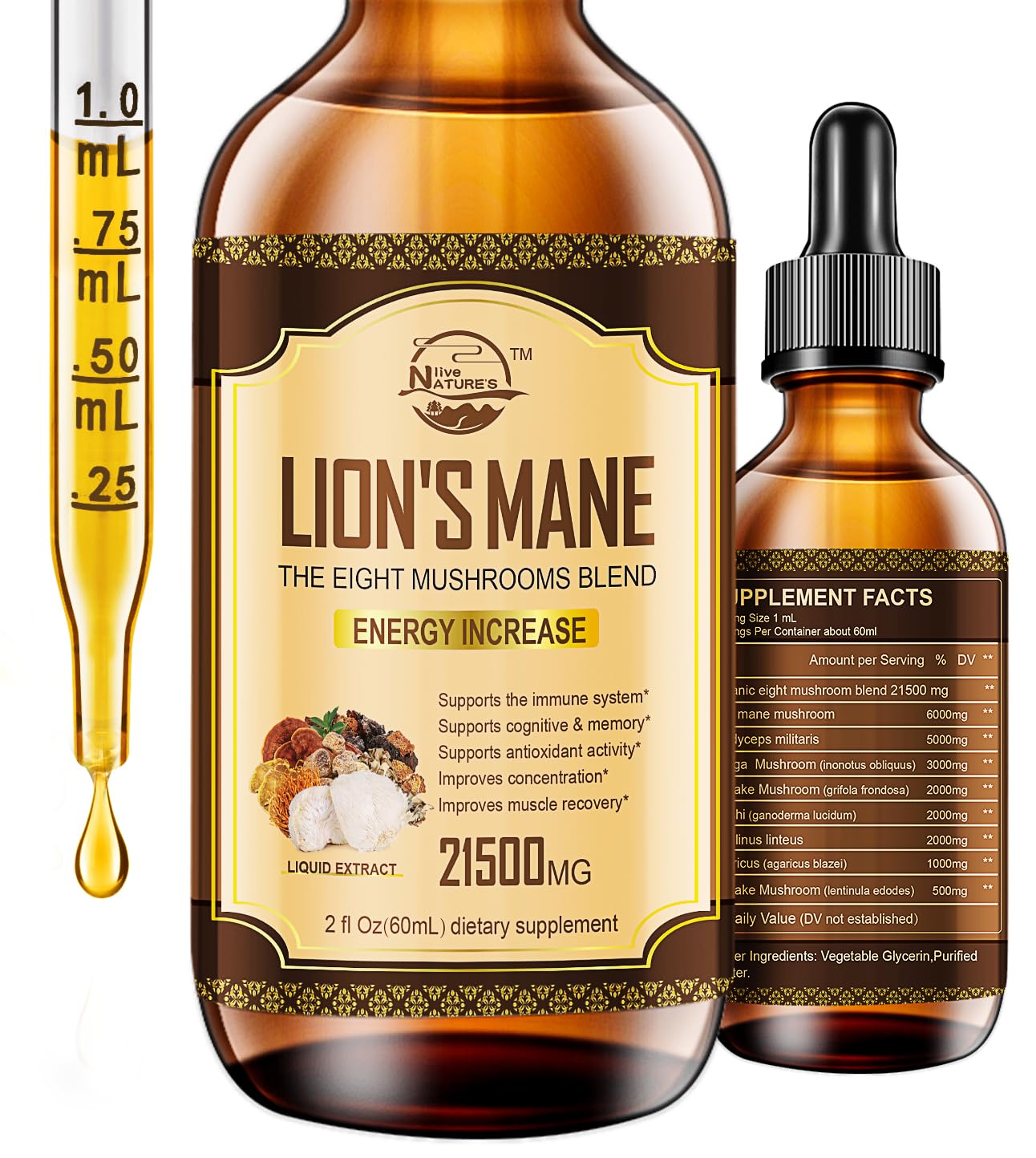 Amazon.com: Lions Mane Supplement, Liquid Mushroom Extract Drops, 8 ...