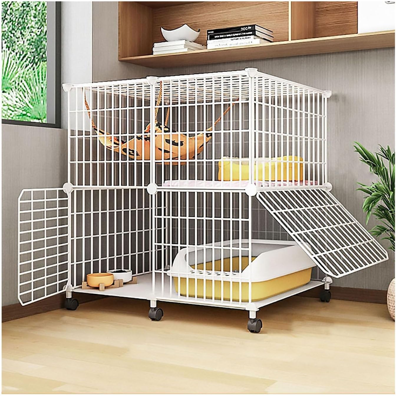 Amazon.com: JITEM 2/3 Tier Metal Wire Cat Cage on Wheels Indoor Pet ...