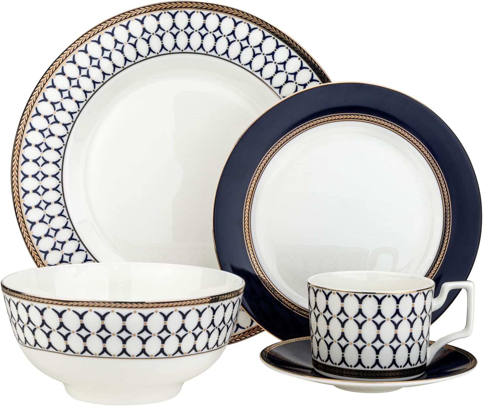 Amazon.com | 24 Piece Dinnerware Set-Fine China, Service for 4 by ...