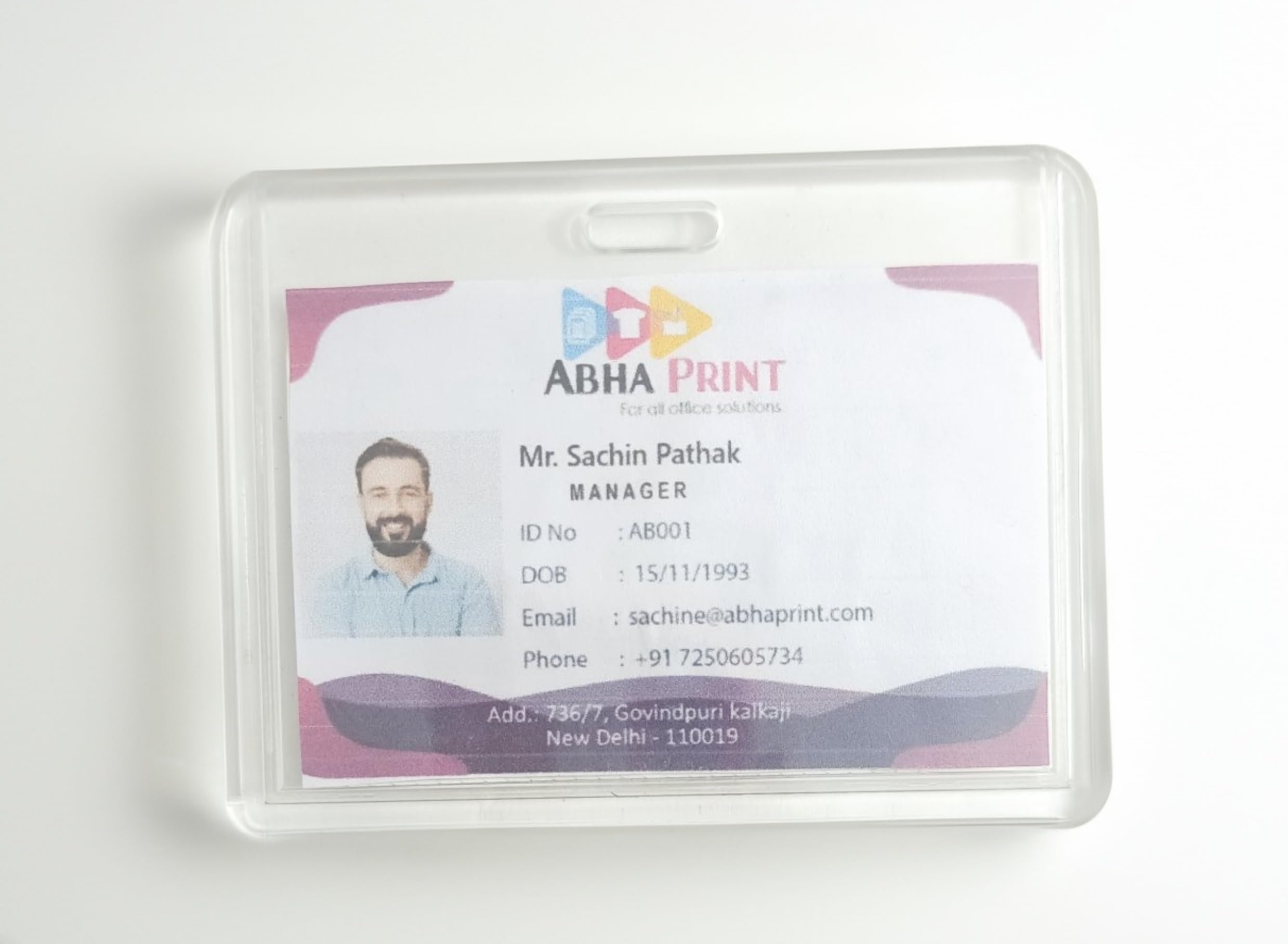 ABHA PRINT Hard Transparent Office Badge Holder, Horizontal Style Badge ...