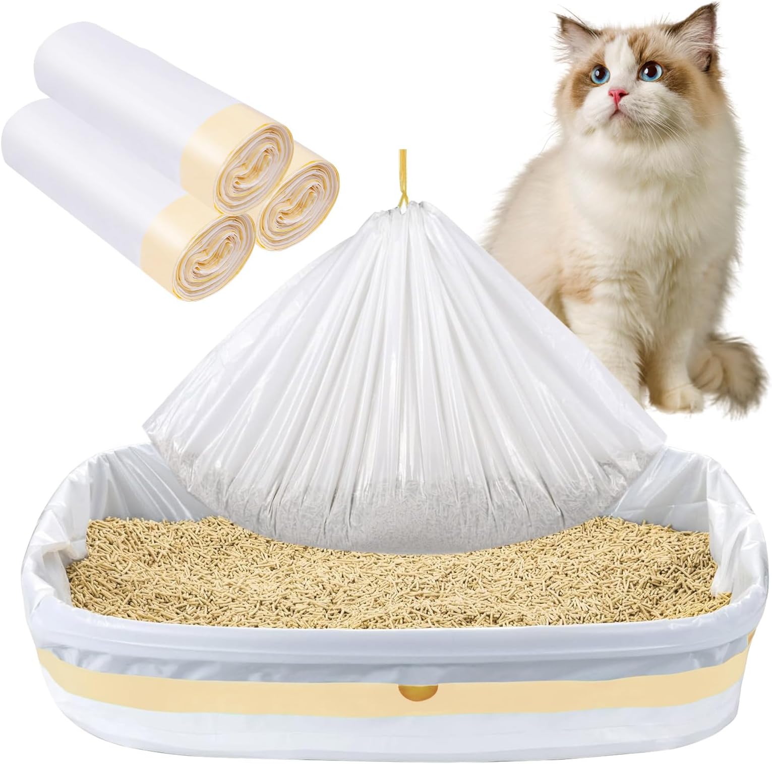 Amazon.com : 84 Count Sifting Cat Litter Box Liners with Holes Extra ...