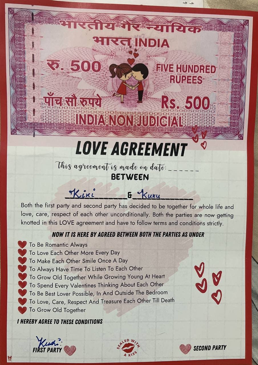 Lovelto Love Contract Agreement / Love Agreement Certificate with Pre ...