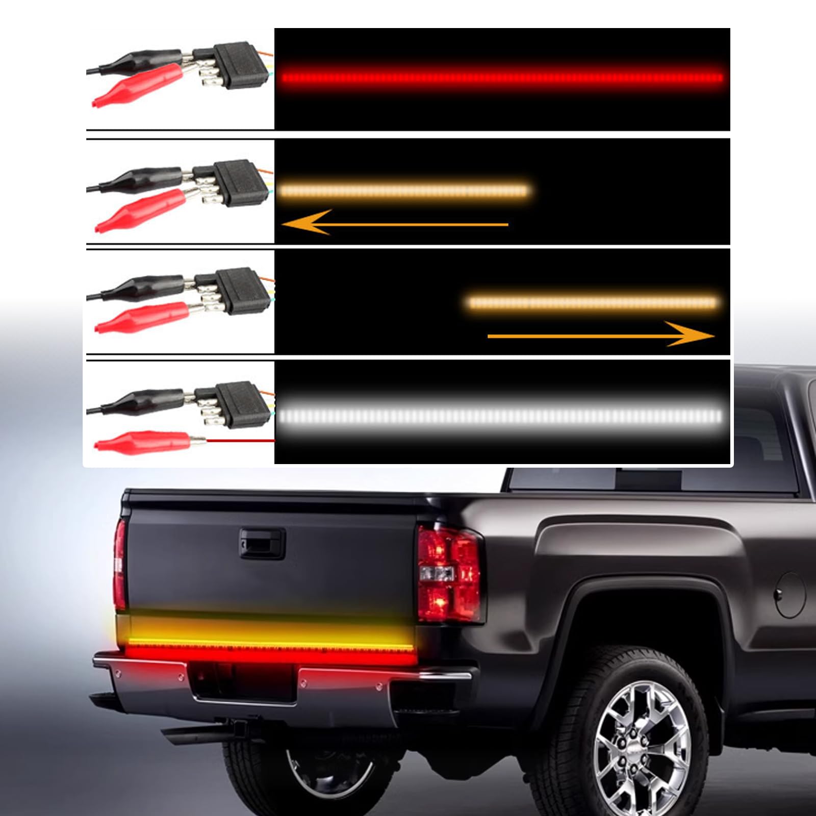 Snapklik.com : ZKFAR Pack-1 Three Rows Truck Tailgate Light Bar, 59In ...