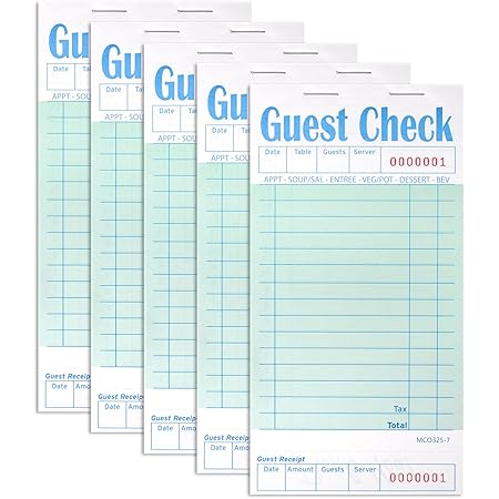 Amazon.com: ACdream Guest Check Books for Servers (Pack of 5), Server ...