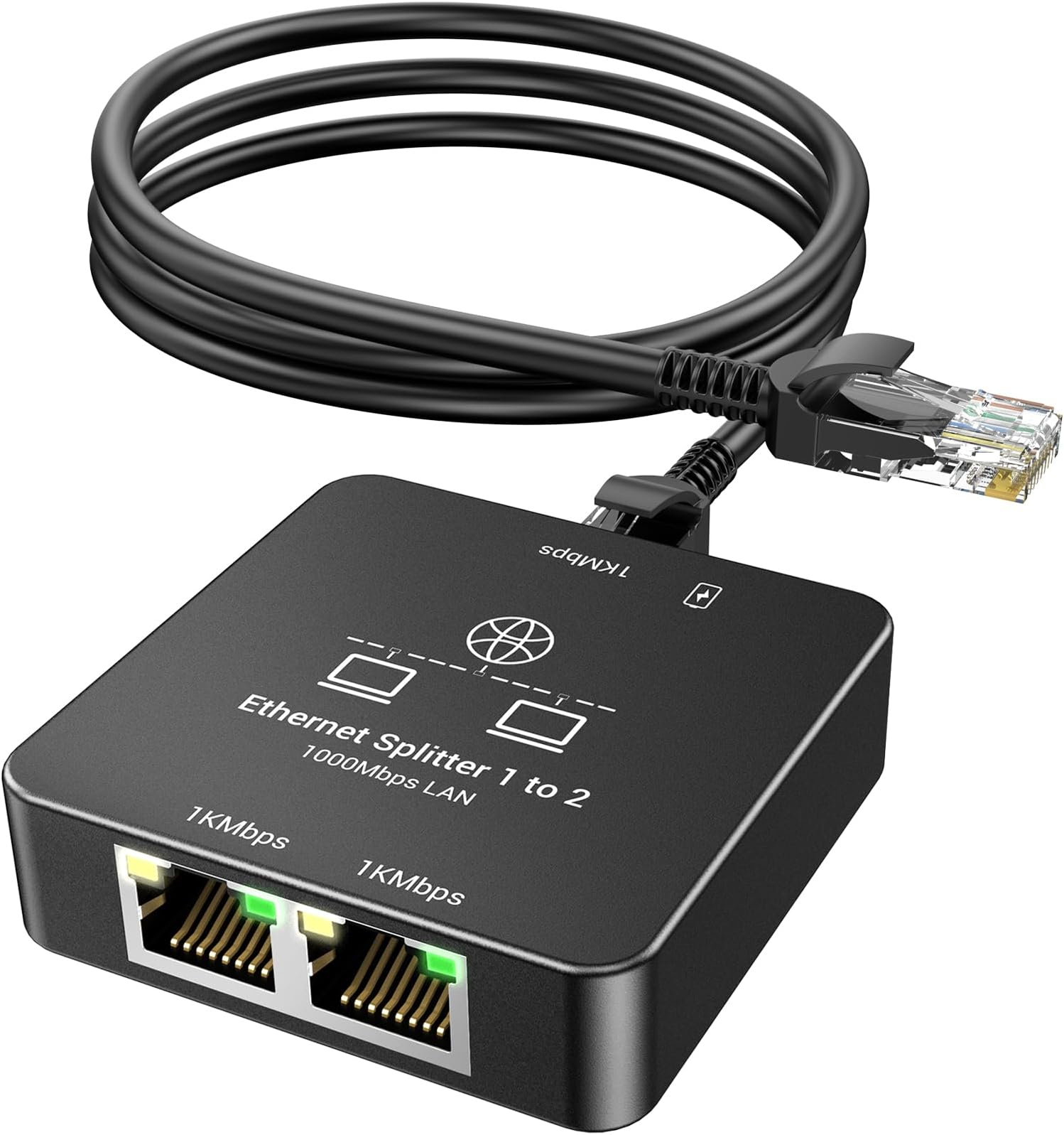 Uzifhdhi LAN Splitter 1 auf 2 mit Ethernet Kabel, Gigabit LAN Switch 2 ...