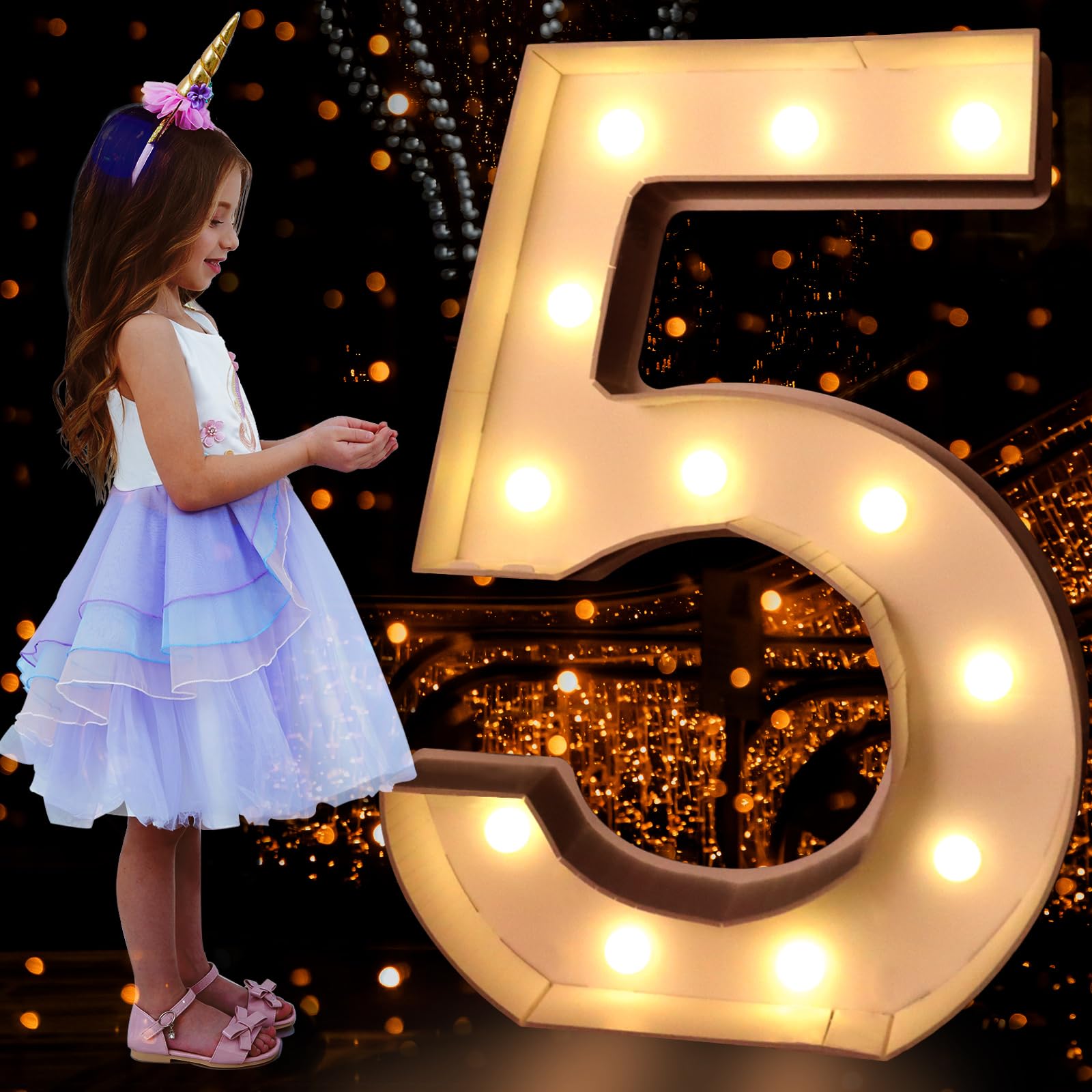 3FT Marquee Light Up Numbers, Marquee Numbers for 5th 15th 50th ...