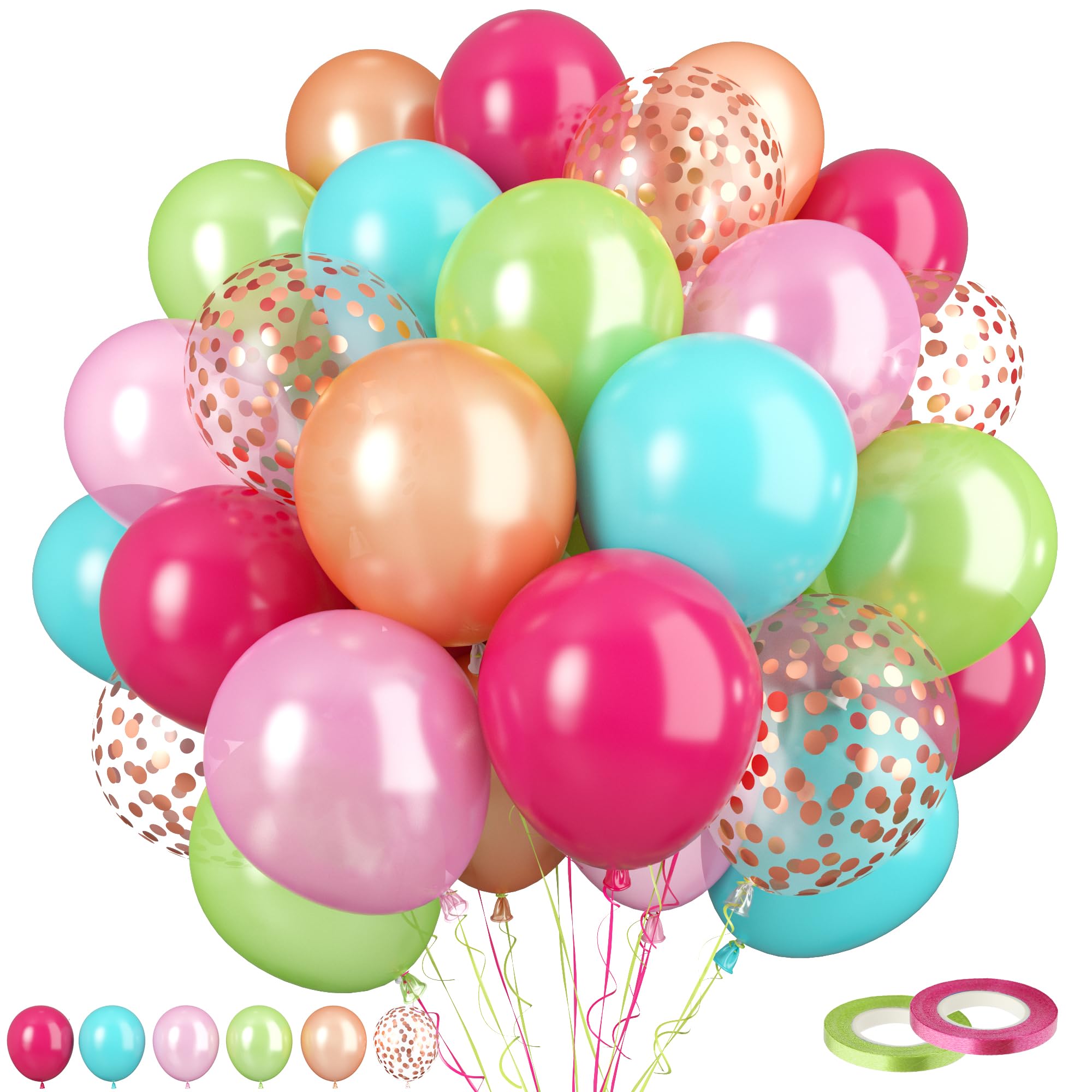 Amazon.com: Tropical Party Balloons, 60 Pcs Hawaii Balloons, 12 Inch ...