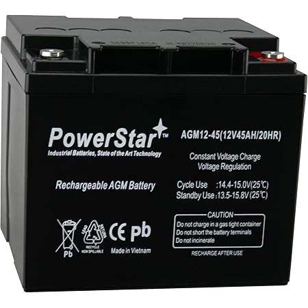 Amazon.com: PowerStar 12V 45AH SLA Battery for Power-Sonic PG-12V42FR ...