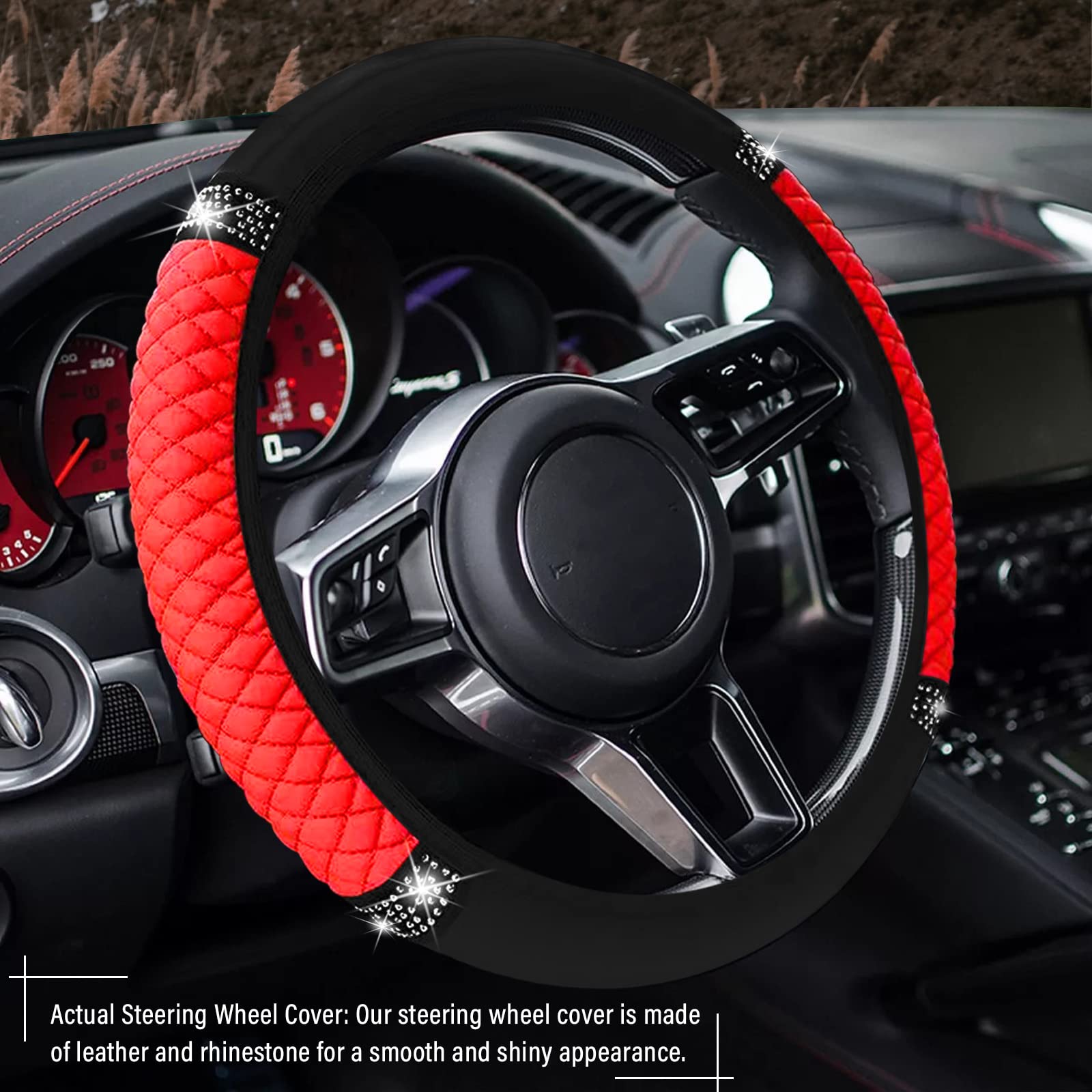 Snapklik.com : 11 PCS Bling Rhinestones Leather Car Accessories Set ...