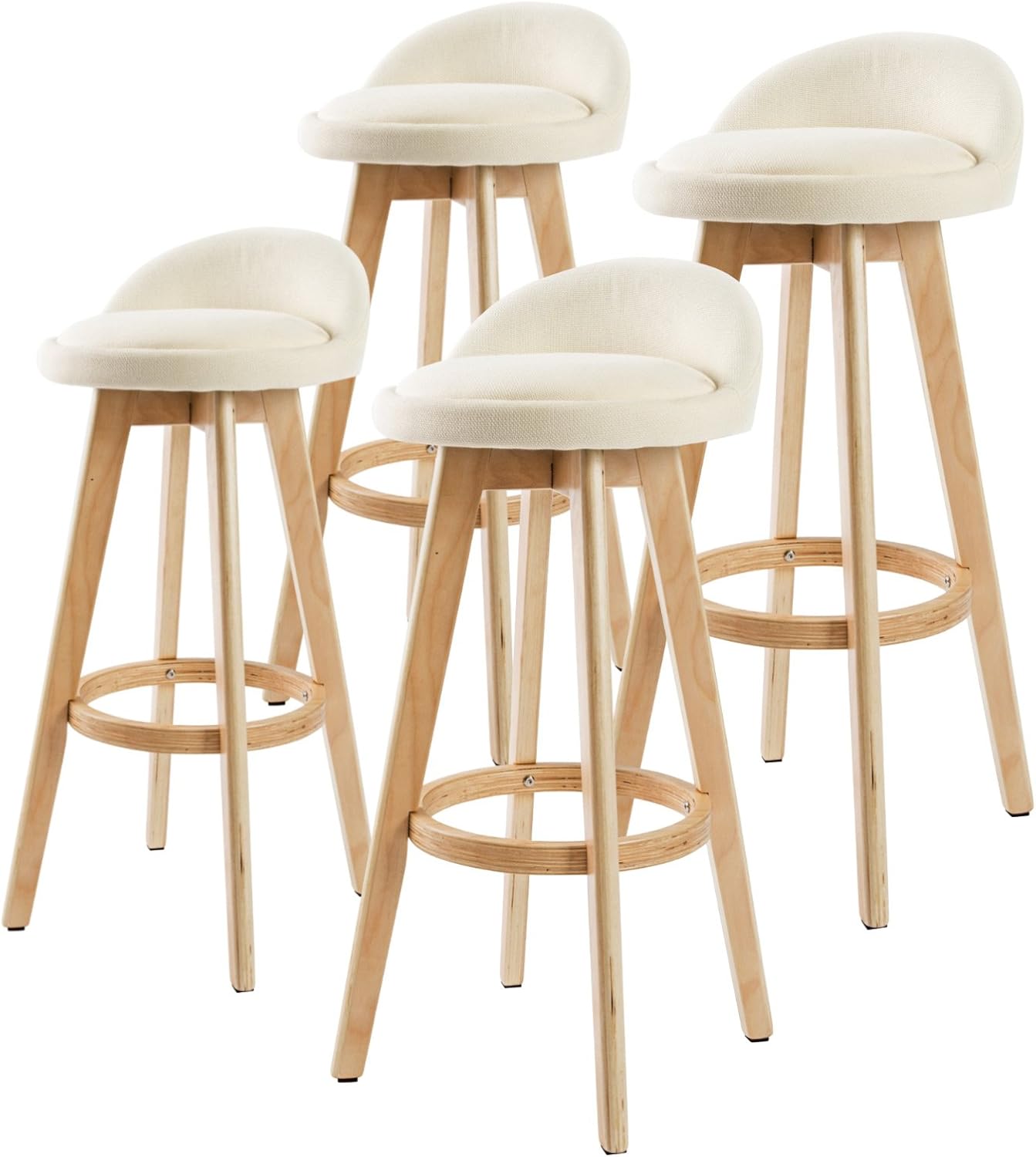 La Bella Leila Bar Stools Set of 4 – Beige Fabric Swivel Seat, 72cm ...