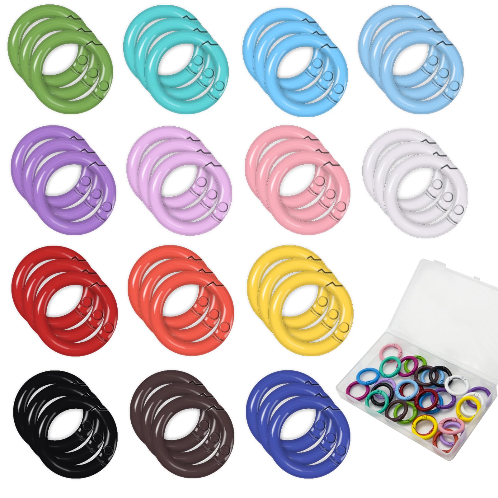 Amazon.com: 42PCS Round Spring O Rings with 14 Colors, 23mm Circle ...