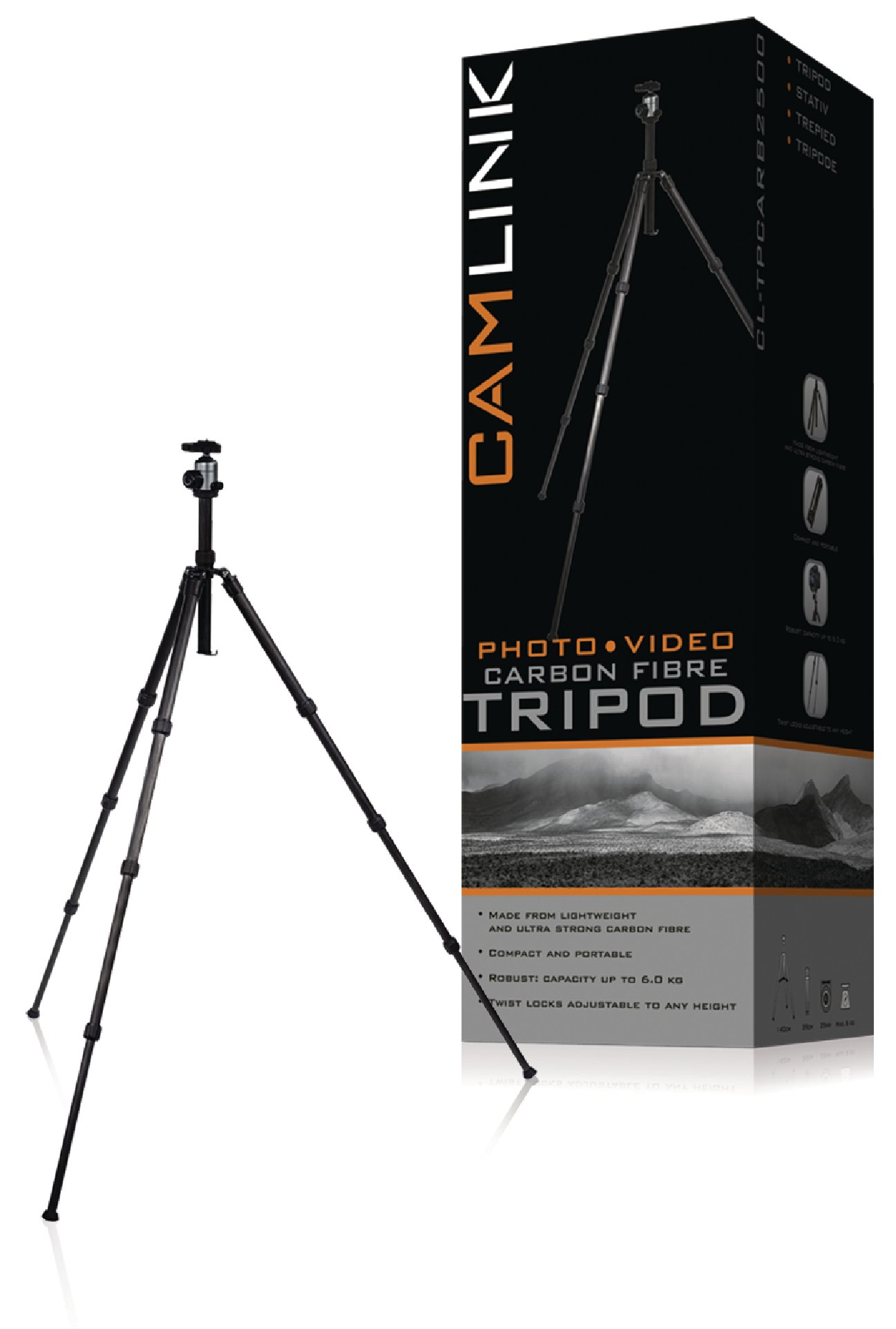 Camlink 1.40m Carbon Fibre Tripod: Amazon.co.uk: Electronics & Photo