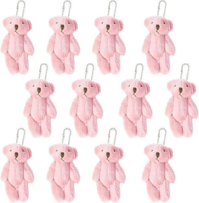 Amazon.com: 12Pcs Stuffed Plush Mini Jointed Teddy Bears, 6cm Pink ...