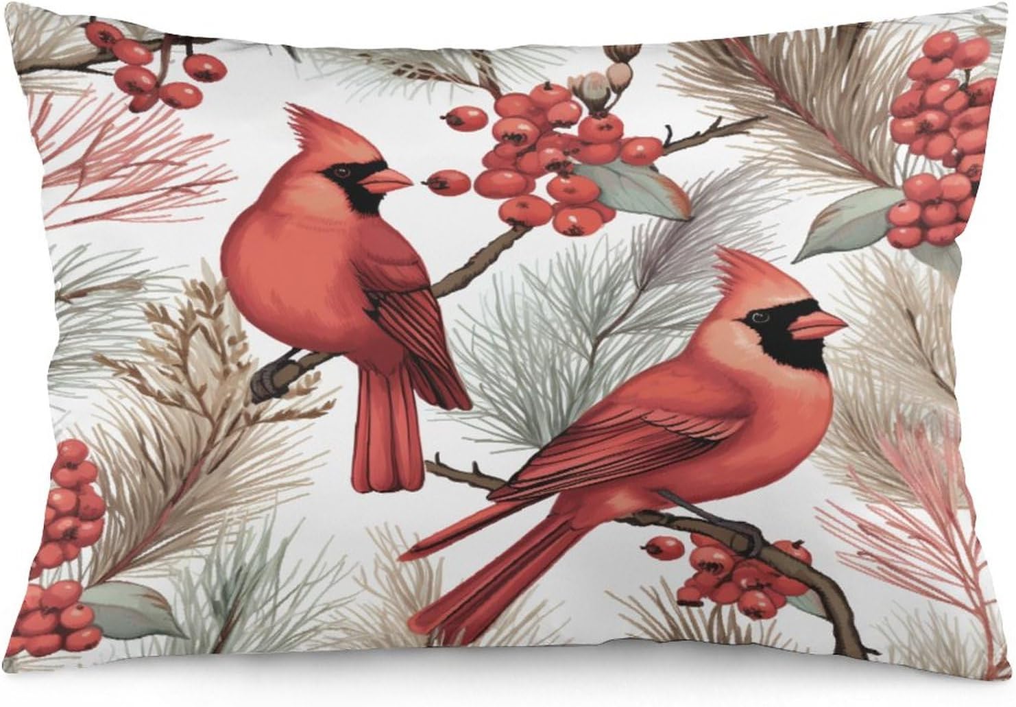 Amazon.com: Sofa Pillow Covers Winter Vibes Cardinal Red Birds Berry ...