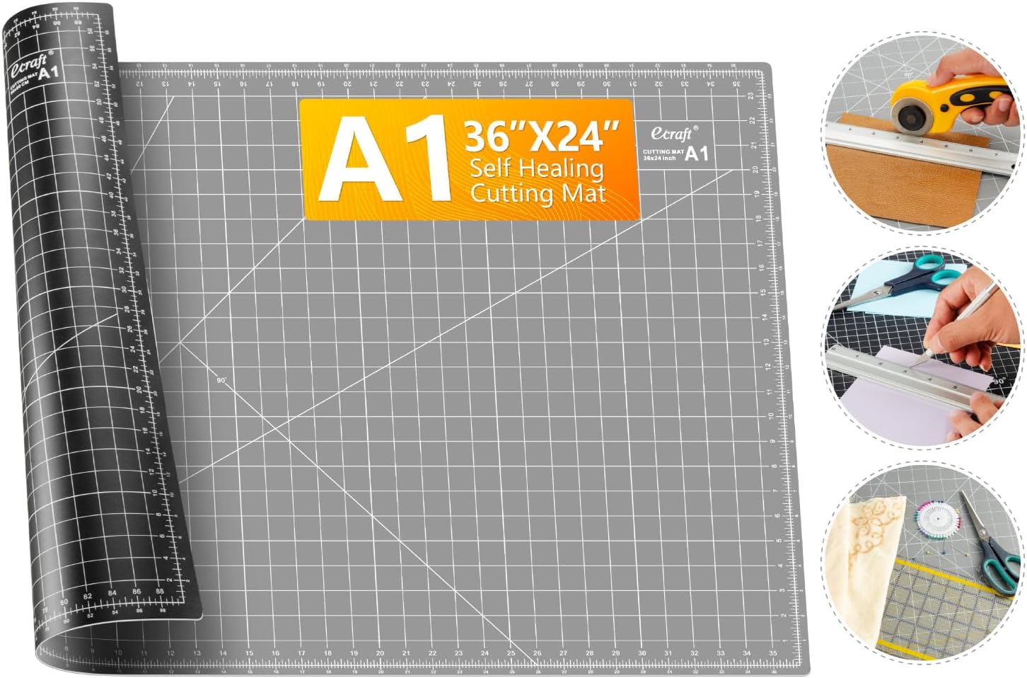 Ecraft Large Self Healing Cutting Mat: 24" x 36" Double Sided 5-Ply ...