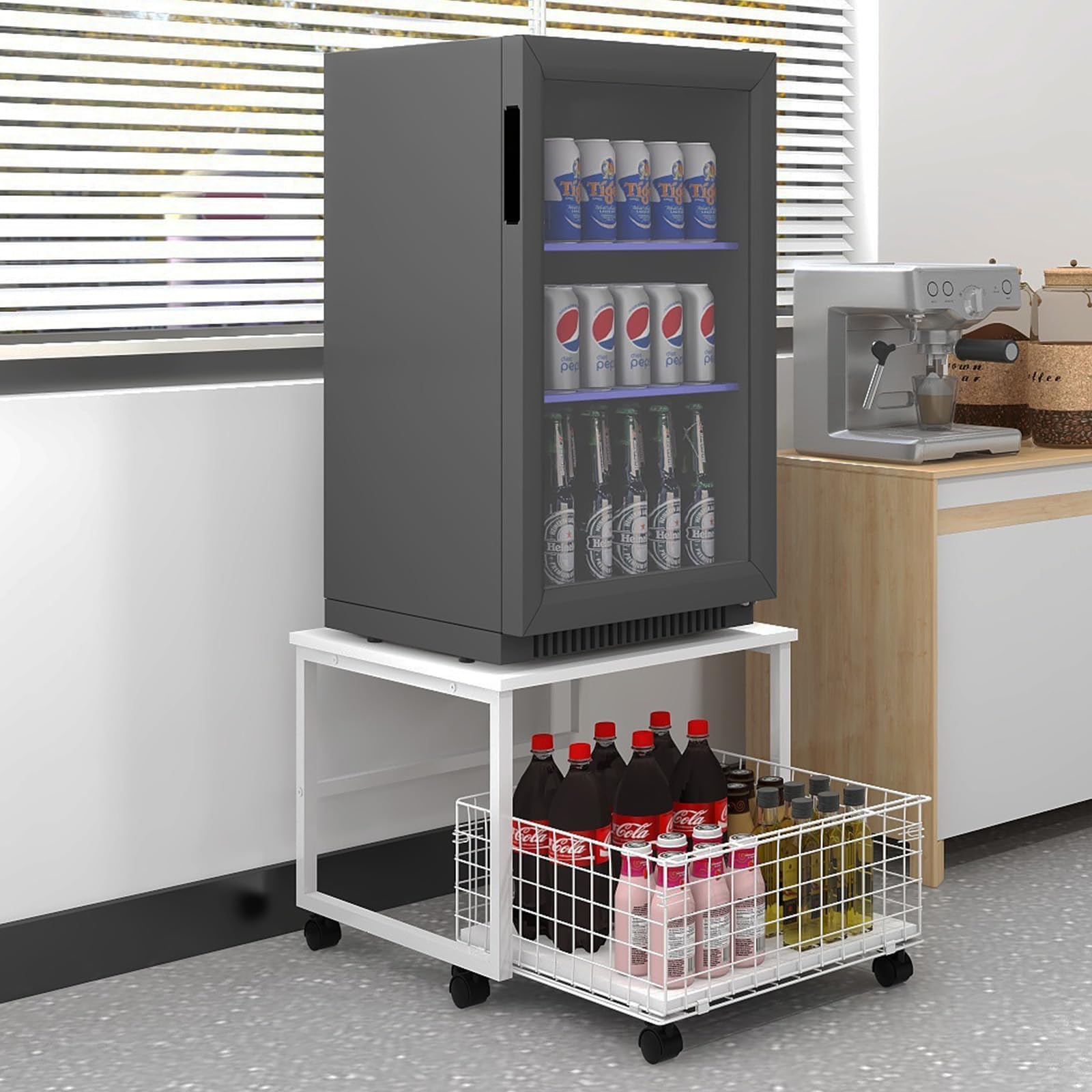 Amazon.com: PUNCIA 19.7x19.7in Mobile Mini Fridge Stand with Large ...