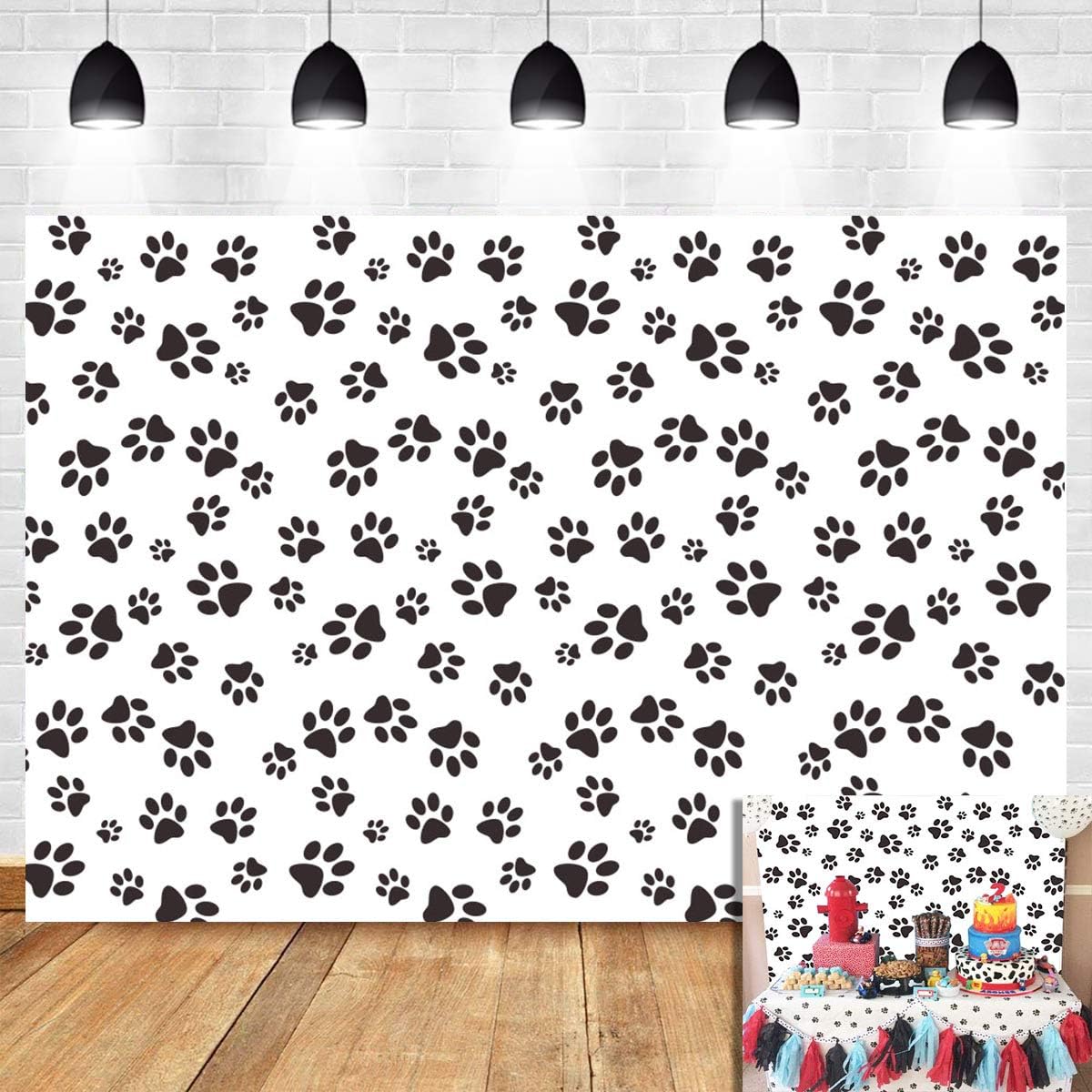 Amazon.com : Paw Prints Themed Photography Backdrop Kids Birthday Party ...