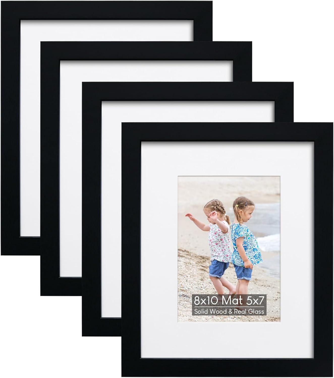 Amazon.com - NWDCLF 8x10 Wooden Picture Frame Set of 4 (with 5x7 Mat ...