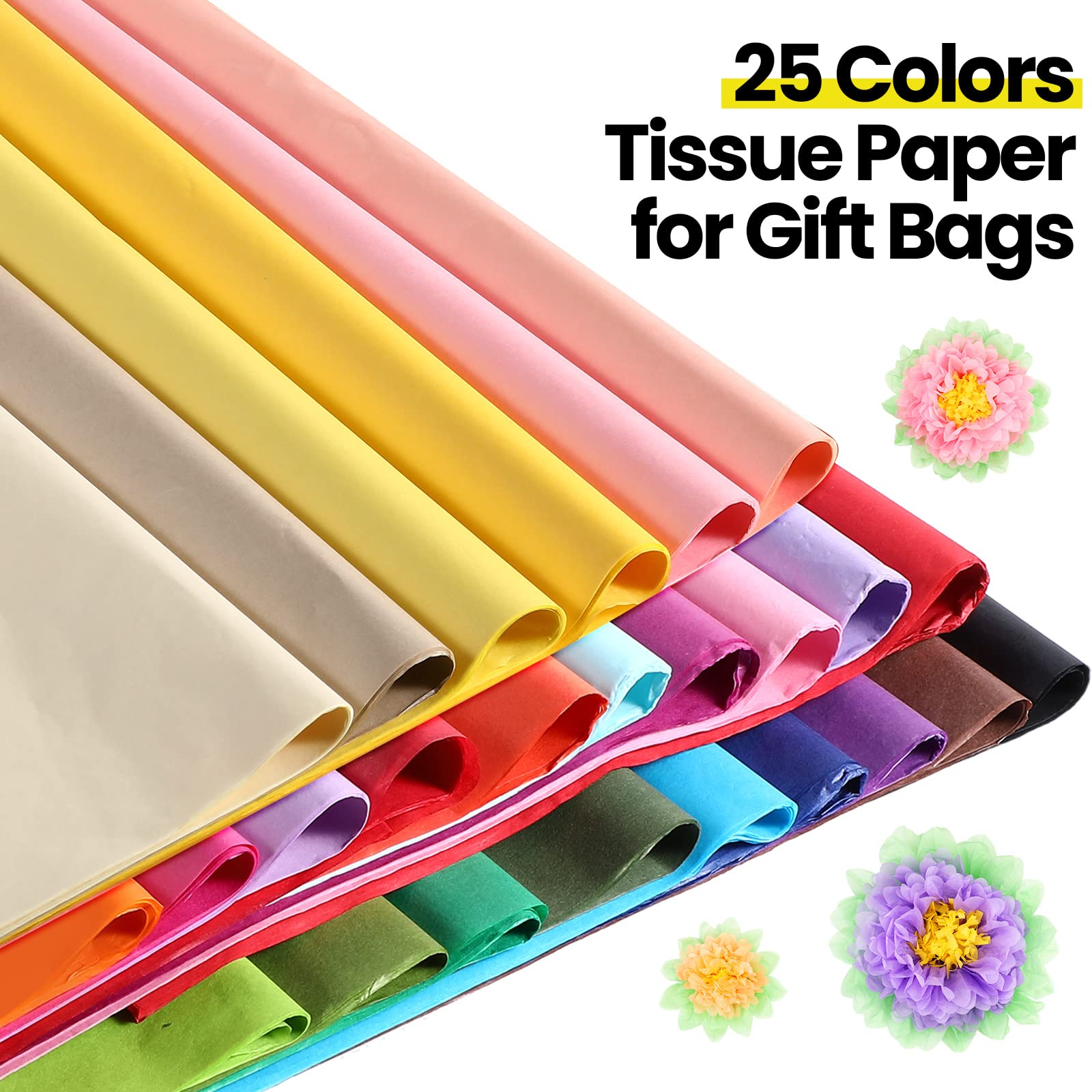 Tissue Paper Large Sheets 120 Sheets Colored Tissue Paper Bulk Wrapping ...