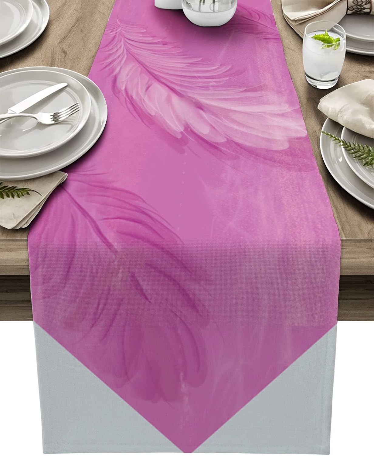 Amazon.com: Table Runner Dresser Scarves, Pink Feather Abstract Smudged ...