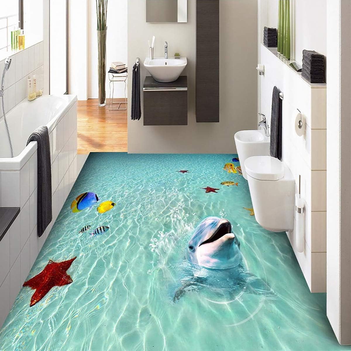 Amazon.com: ECYC 3D Water Waves Beach Ocean Waterproof Creative Floor ...