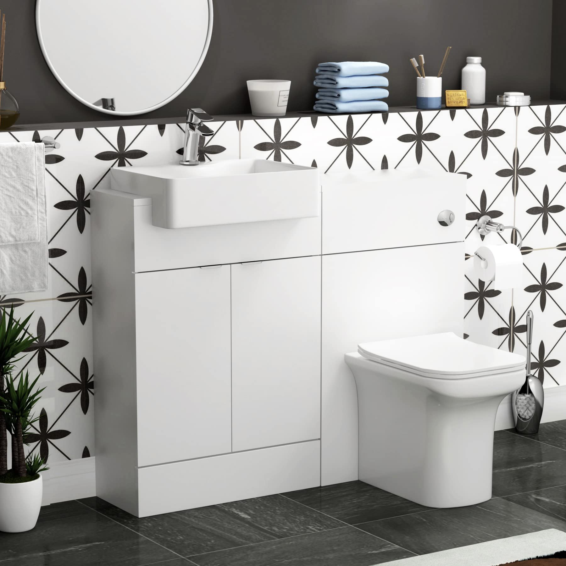 Buy Elena 1100mm Floor Standing Vanity Unit 2 Door Storage Cabinet with ...