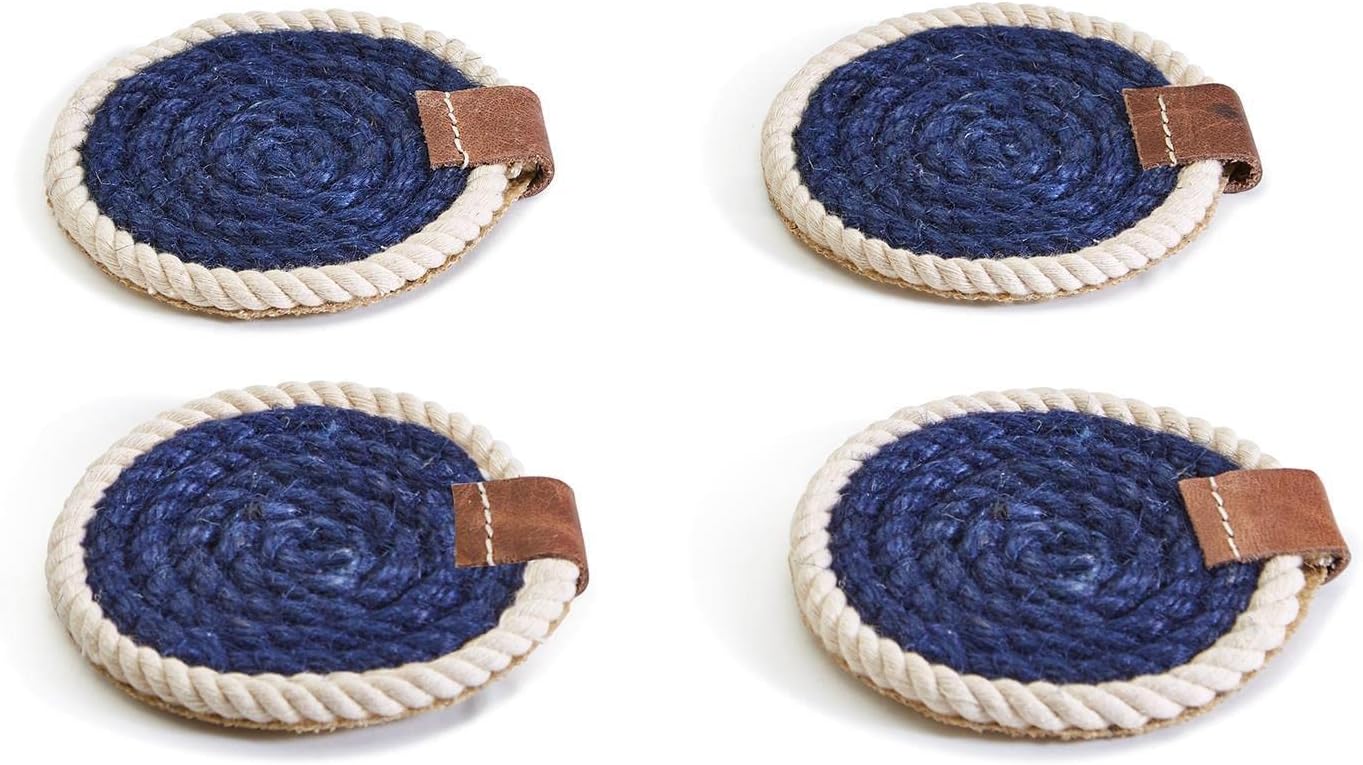 Amazon.com | Two's Company Full Circle Jute Rope Coasters, Set of 4, 4. ...