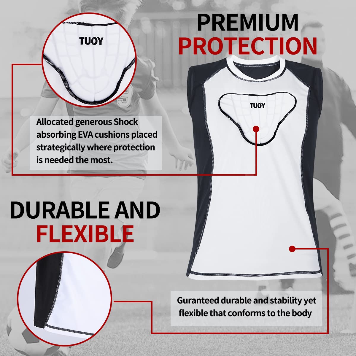 Snapklik.com : Youth Chest Rib Protector Kids Boys Child Padded Shirt ...