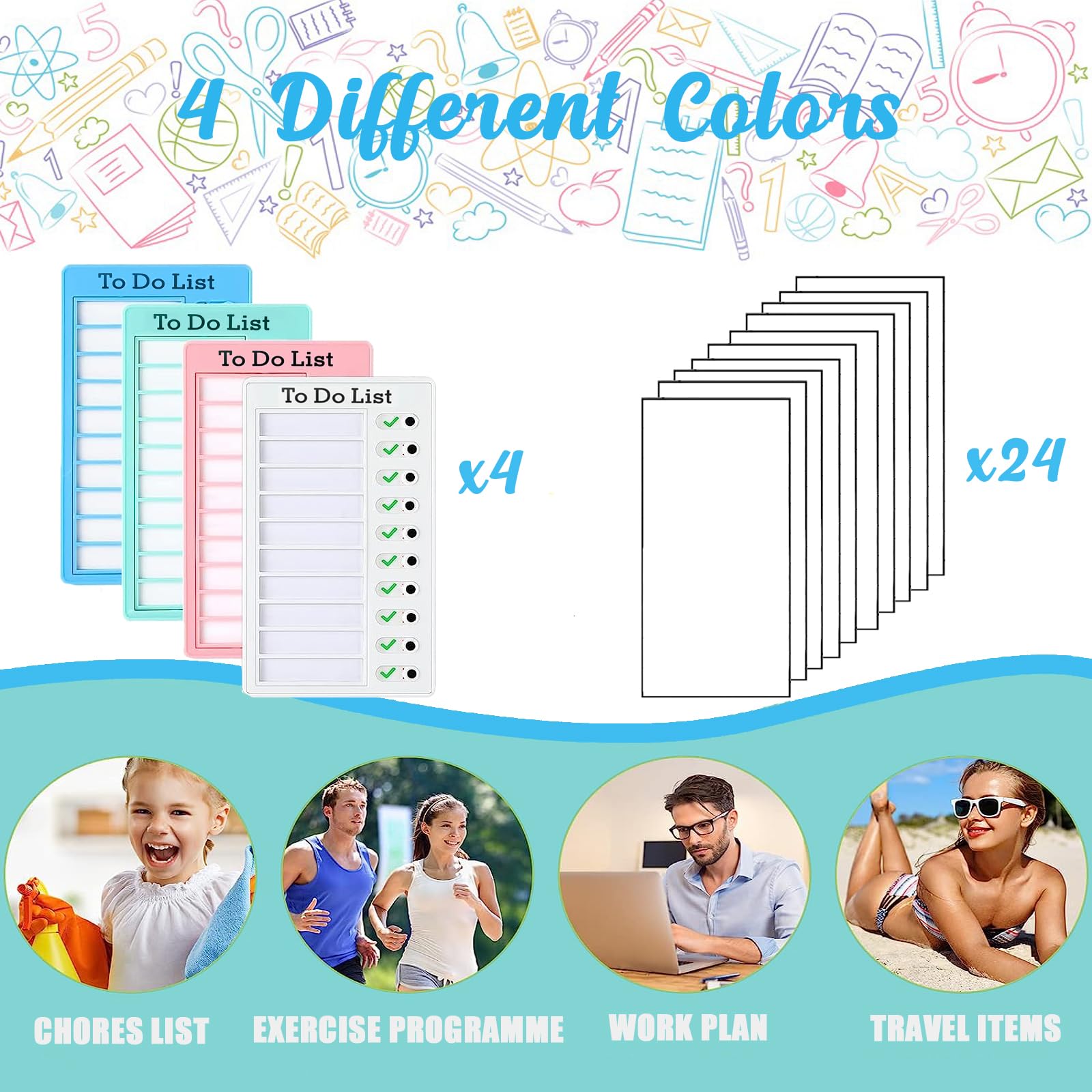 Snapklik.com : 4 Pieces Chore Chart For Kids, Sliding Routine Chart