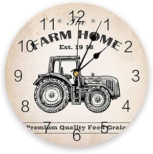 Amazon.com: Infinidesign Farmhouse Tractor PVC Wall Clock Silent Non ...