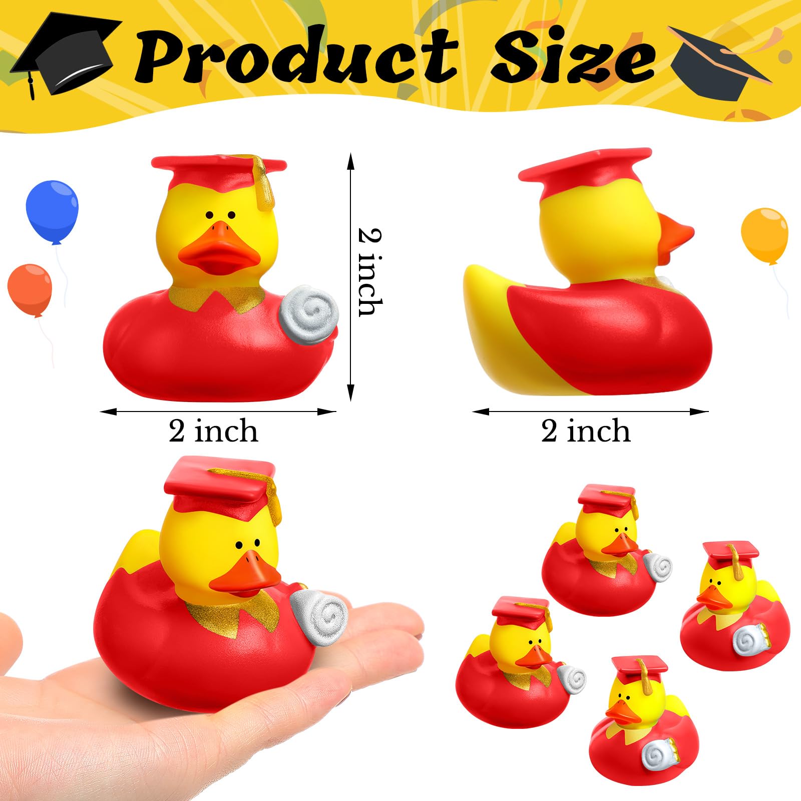 Snapklik.com : 24 Pcs Red Graduation Rubber Ducks 2025 Grad Silicone ...