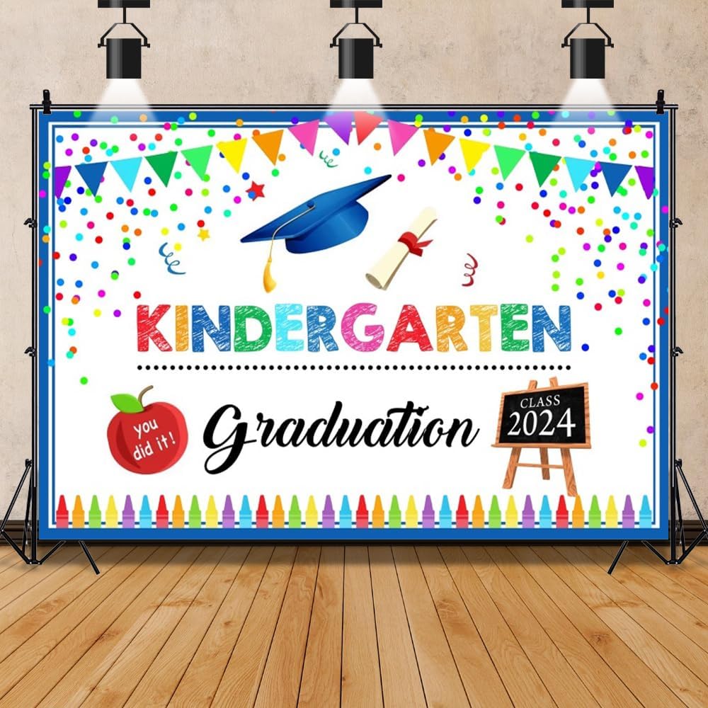 Amazon.com : ChloropLastid Kindergarten Graduation Backdrop for Kids ...