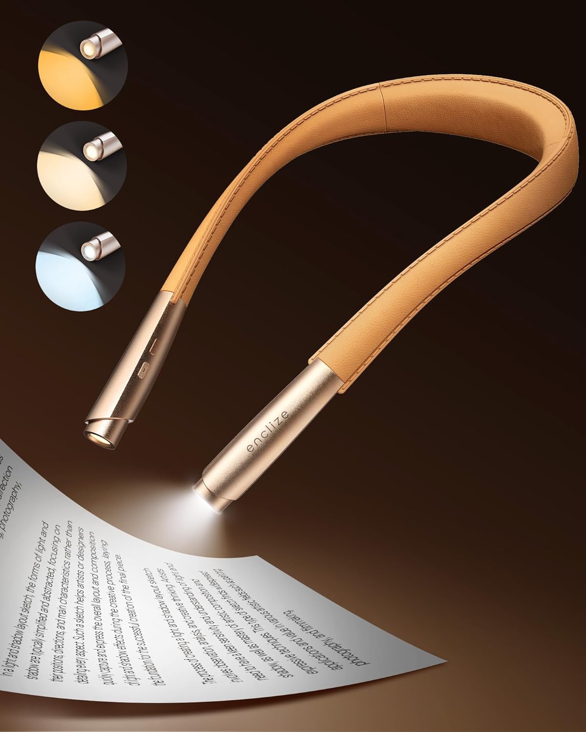 enclize LED Neck Reading Light, Reading Light for Book in Bed, Hands Free, 3 Brightness Levels ...