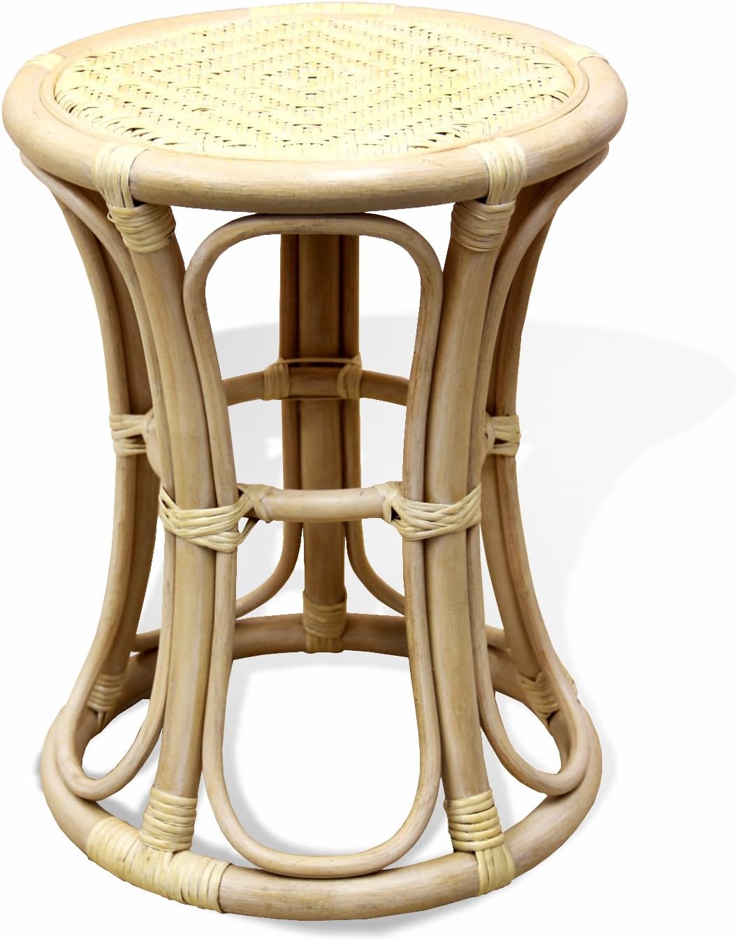Amazon.com: Breeze Handmade Rattan Wicker Stool Fully Assembled White ...