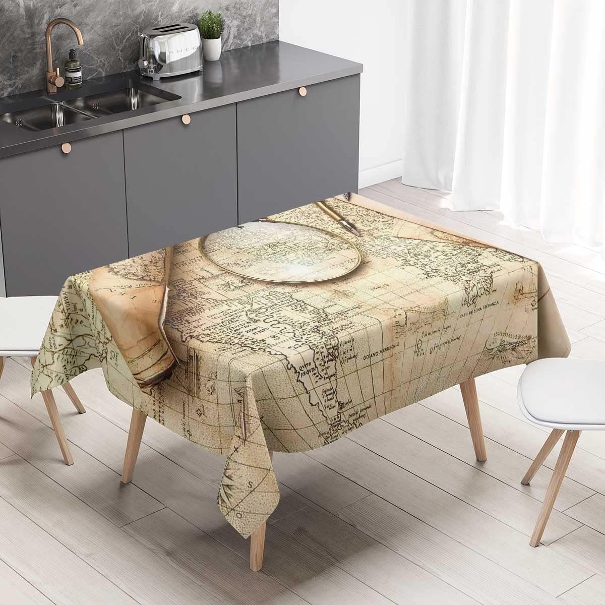 Amazon.com: World Map Coffee Table Cloths Creamrustic Tablecloth ...