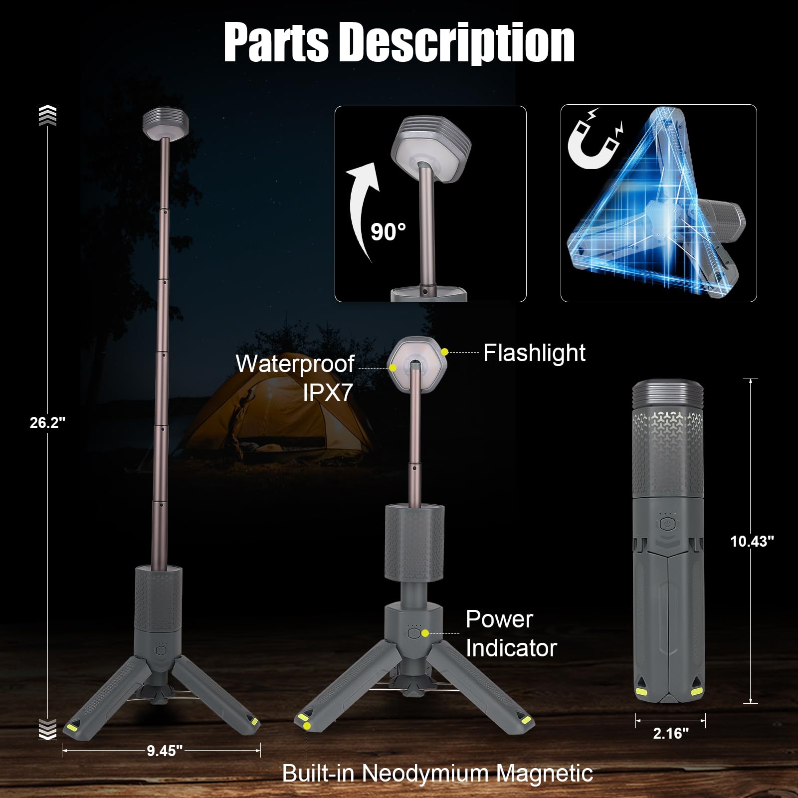 Telescopic Light , Portable Outdoor Rechargeable Camping Lantern With ...