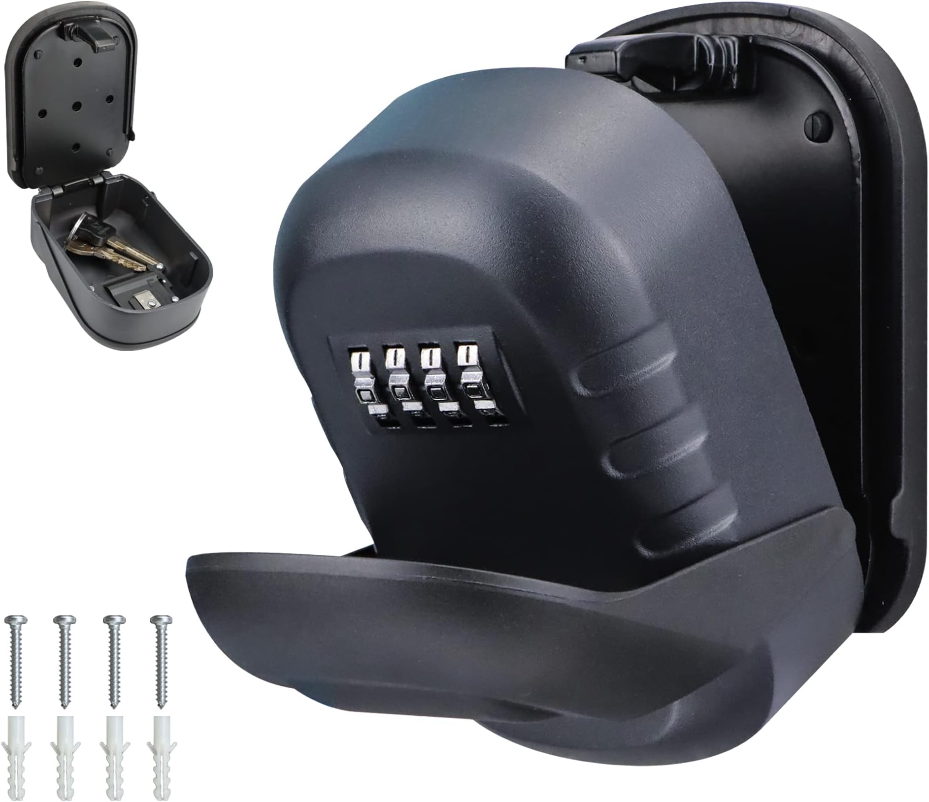 Amazon.co.jp: カール事務器 キーボックス 鍵 ボックス キー収納 防犯 盗難防止 日本メーカー セキュリティ 4桁ダイヤル錠 壁取り付けタイプ ブラック CKB-S02-K ...