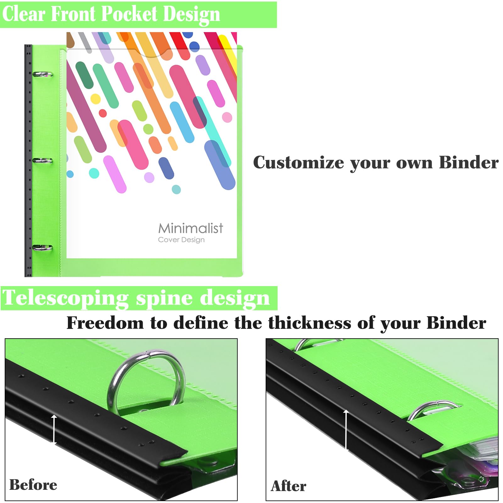 Snapklik.com : INFUN 1 Inch 3-Ring Telescoping Project Organizer Binder
