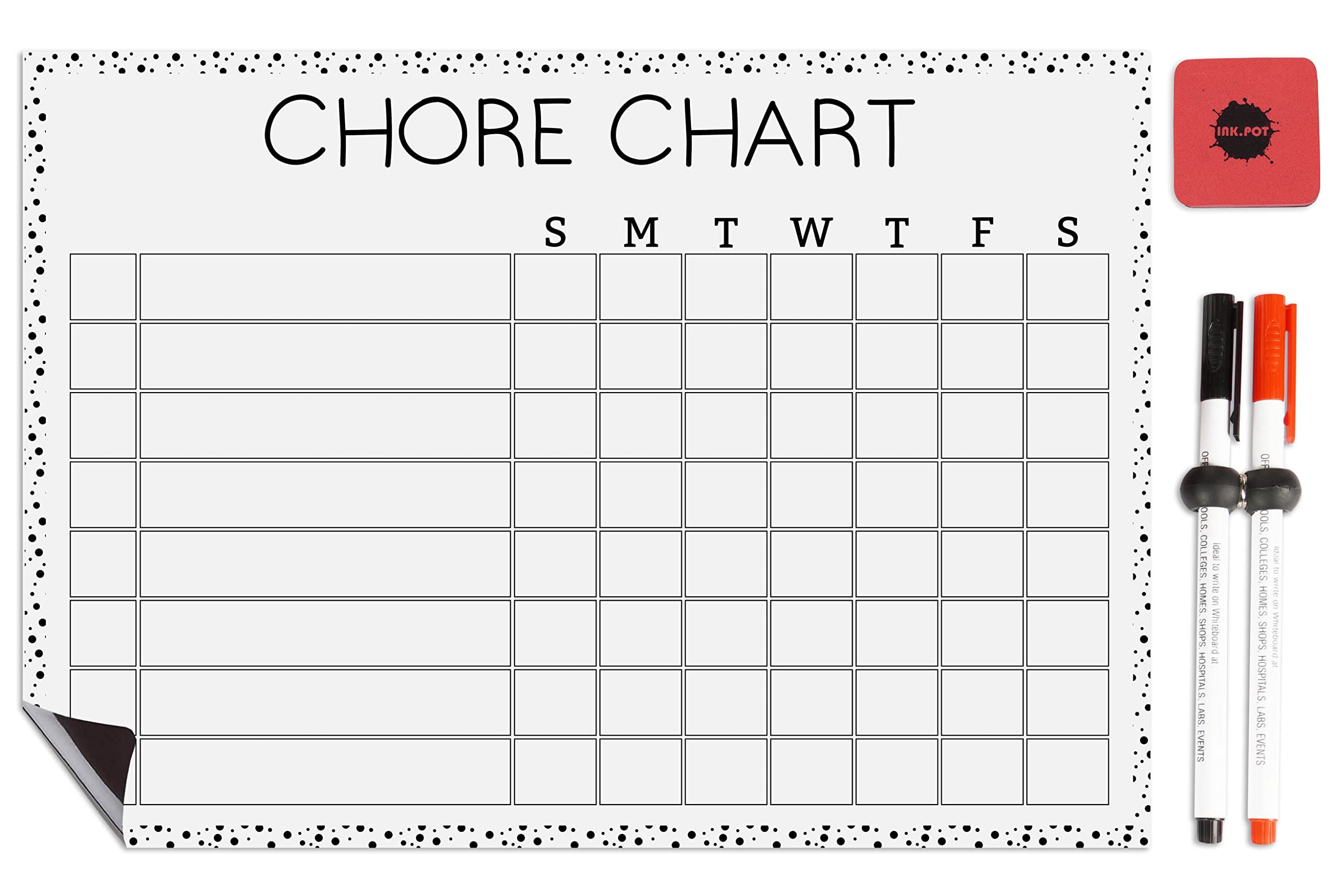 Buy Inkdotpot Magnetic Whiteboard Chore Chart Chore Chart for ...