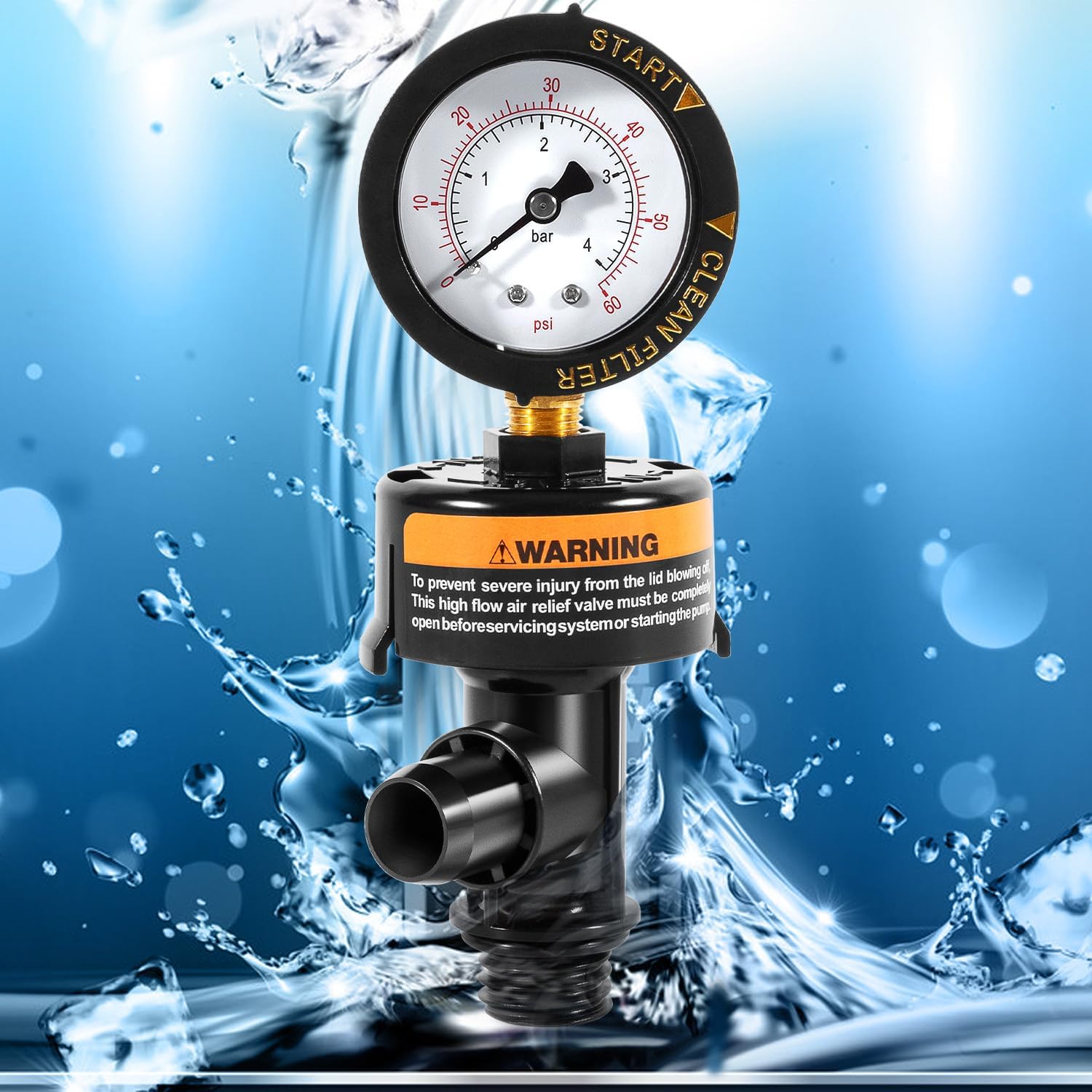 Amazon.com: 98209800 High Flow Manual Air Relief Valve w/Pressure Gauge ...