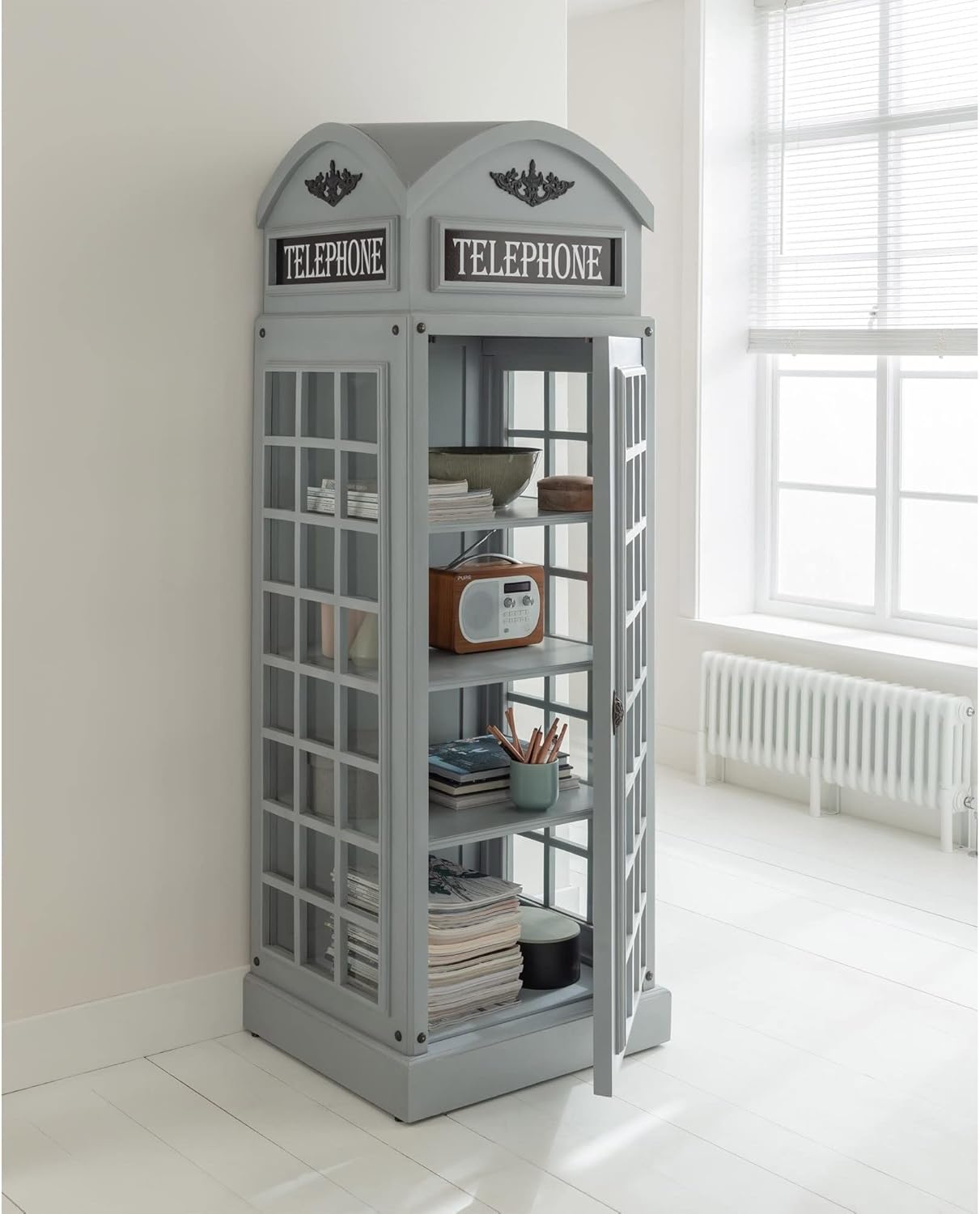 Homesdirect365 Home Bar Grey London Telephone Box Design Drinks Cabinet ...