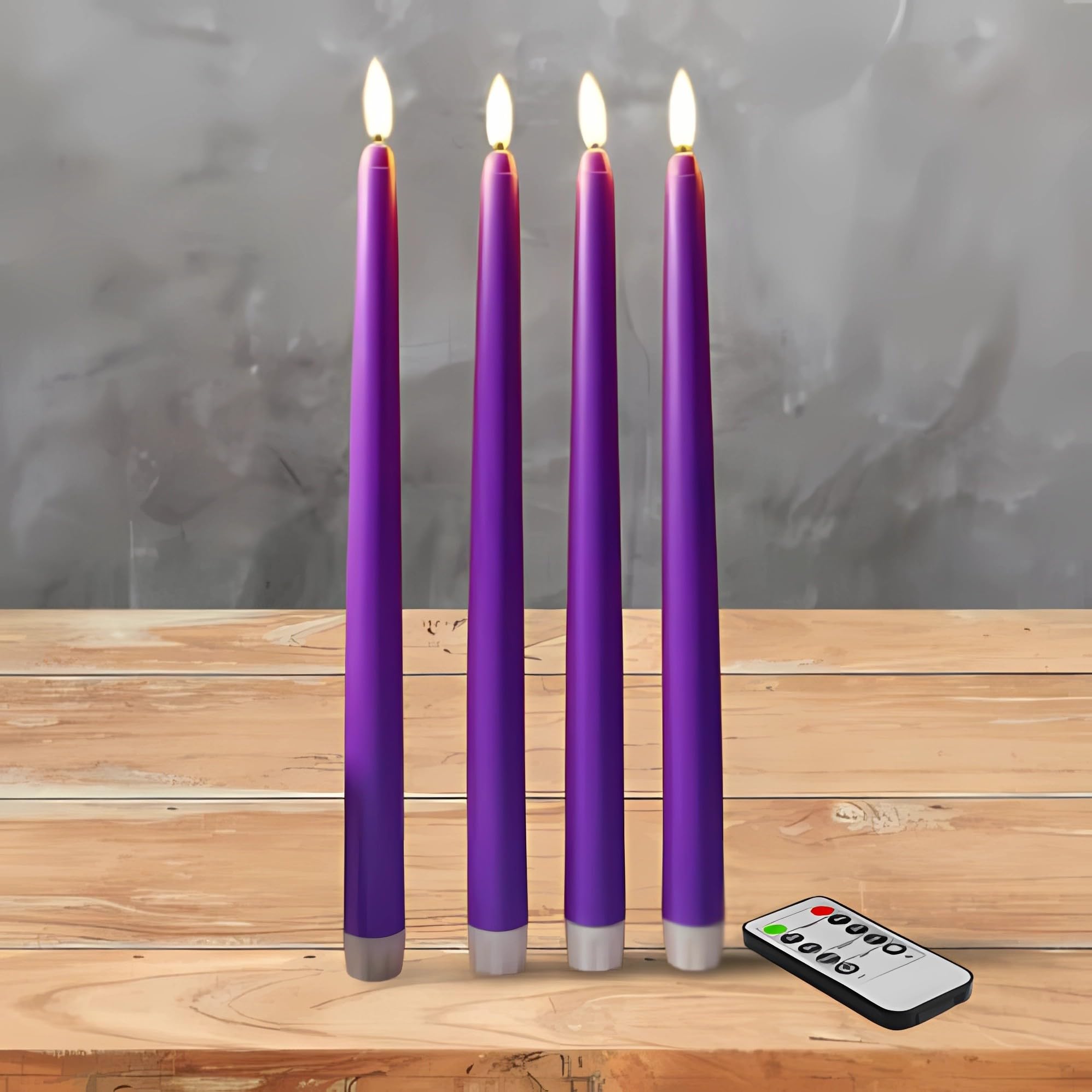 Snapklik.com : Ni-JASW Purple Flameless Taper Candles